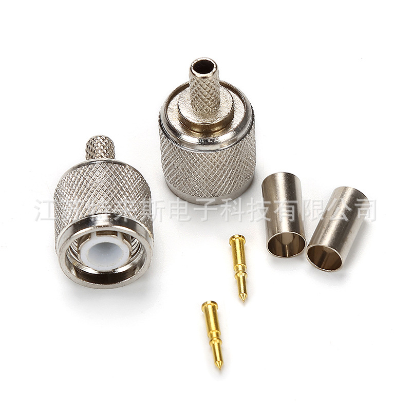 锌合金镀镍TNC-J-3压接三件套 TNC公头接RG58线 射频同轴连接器-阿里巴巴