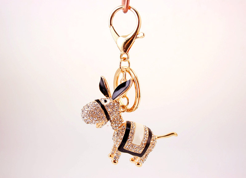 Creative cute diamond donkey car keychain NHAK294518