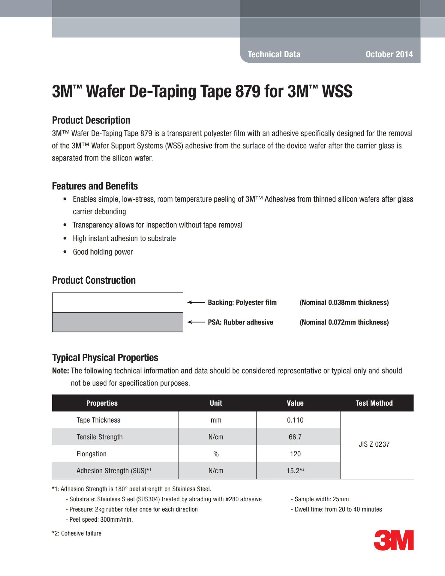 3M Wafer De-Taping Tape 879半导体晶圆撕膜清洁不残胶剥离胶带-阿里巴巴