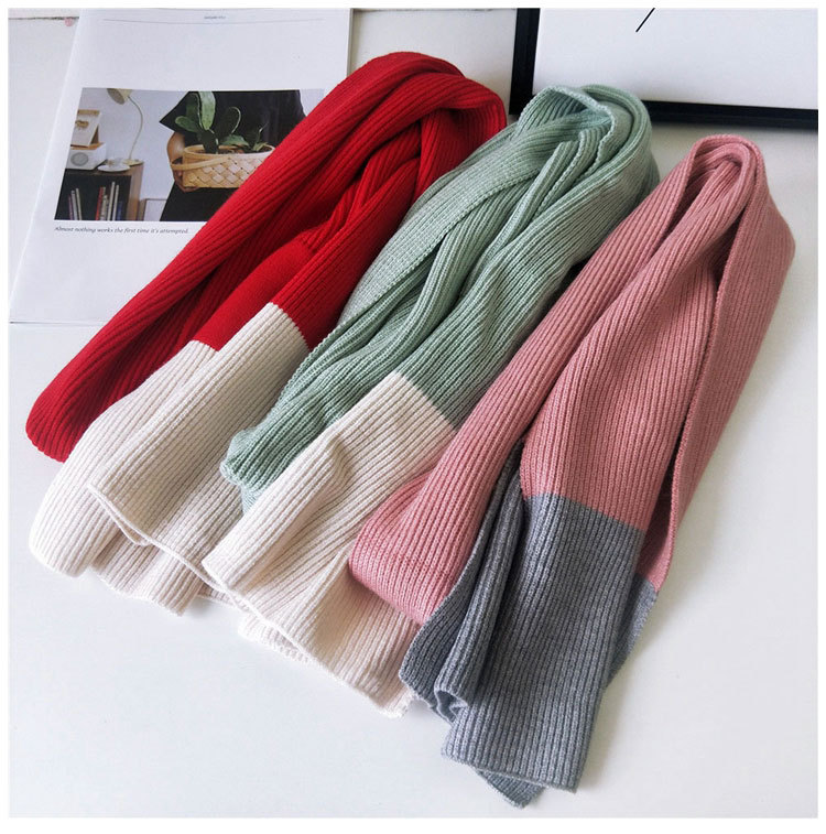 Wholesale two-color matching cross solid color scarf - Nihaojewelry