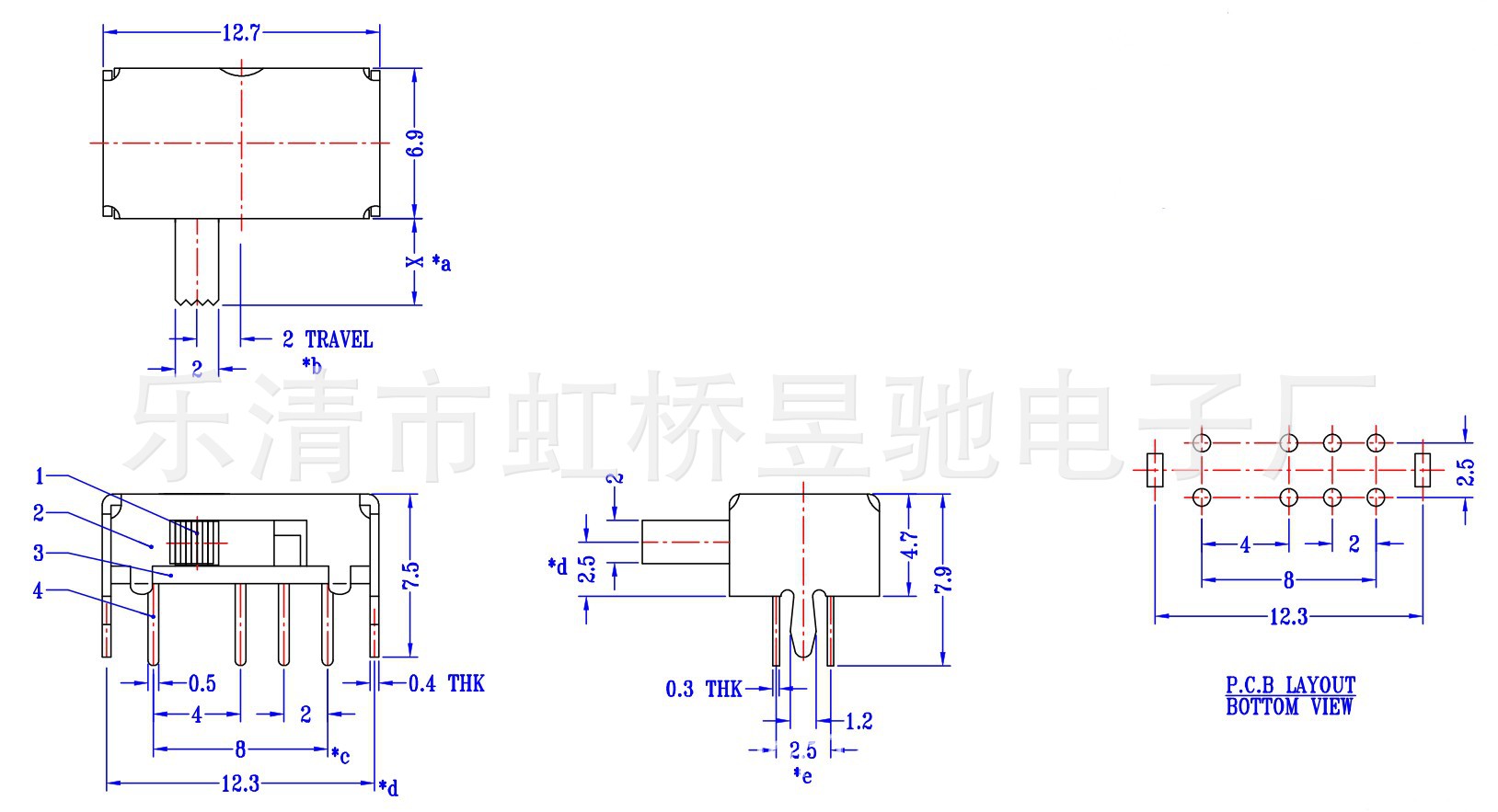 SK23D07拨动开关卧式三档双排侧插八脚拨动开关吸顶灯波动开关-阿里巴巴