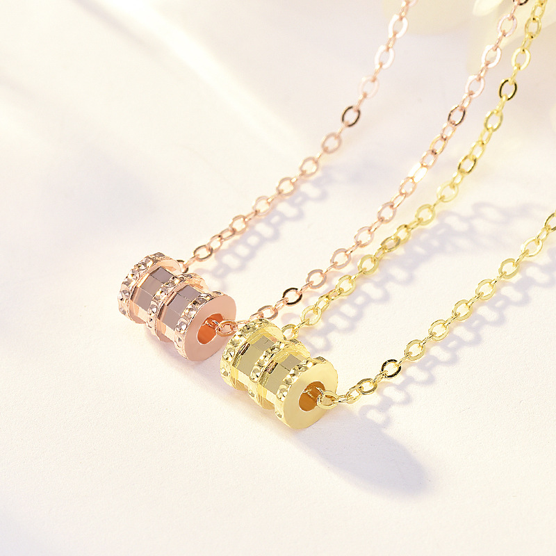 小红书网红同款s925纯银小蛮腰项链女CNC刻面18K玫瑰金锁骨链配饰-阿里巴巴