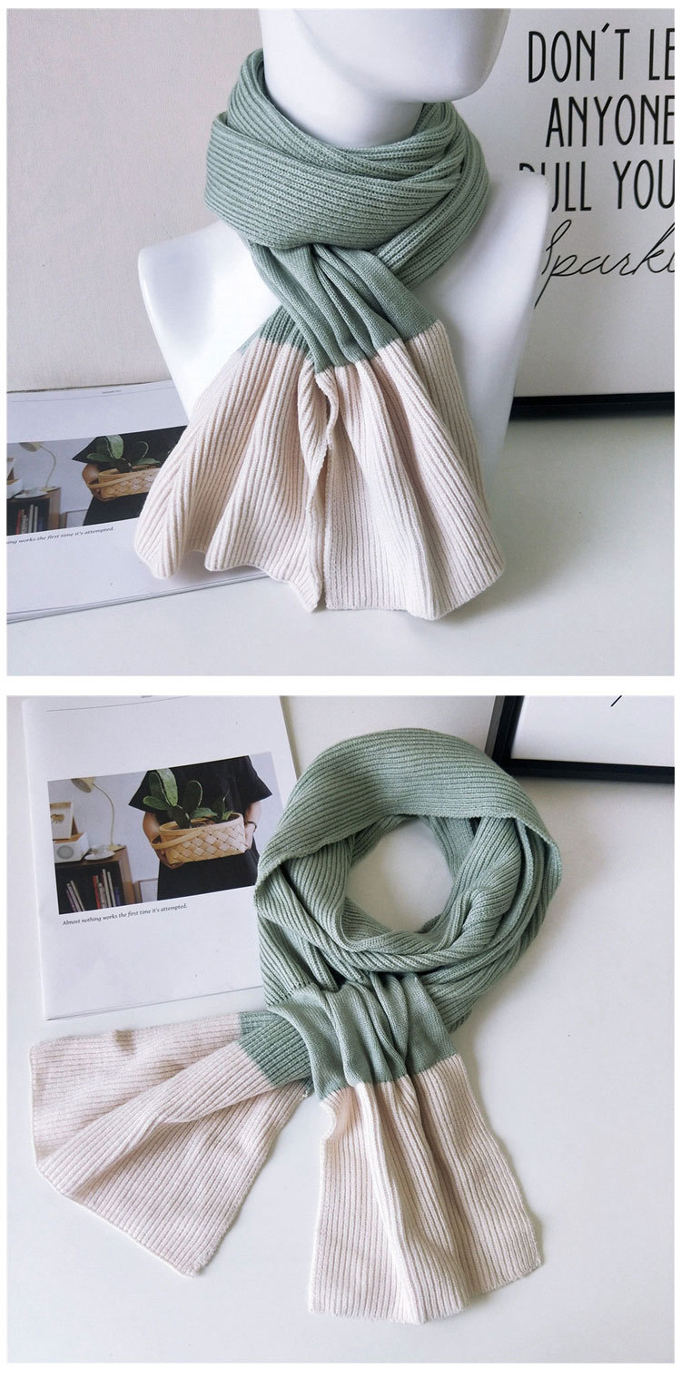 Wholesale two-color matching cross solid color scarf - Nihaojewelry