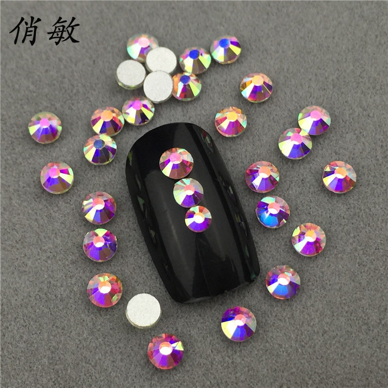 跨境美甲钻平底钻炫彩小圆形玻璃水钻手机贴 diy美甲饰品配件批发-阿里巴巴