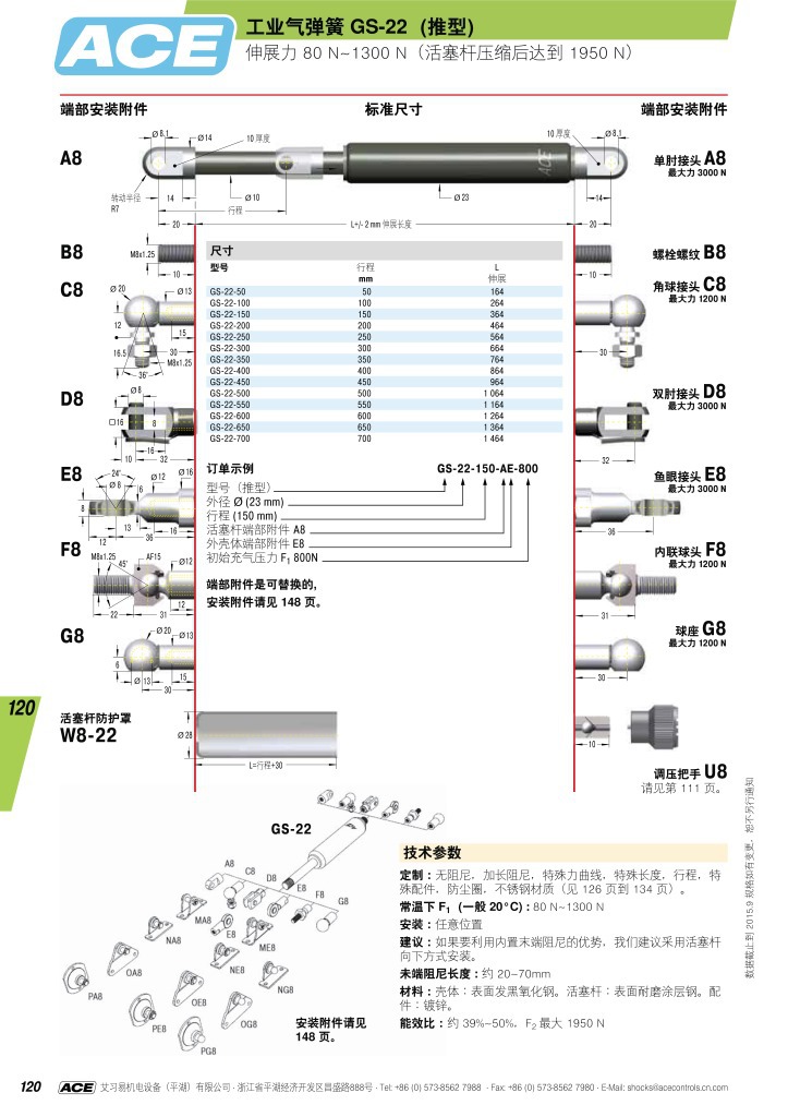 ACE气弹簧 美国ACE可调气弹簧GS-22-100-阿里巴巴