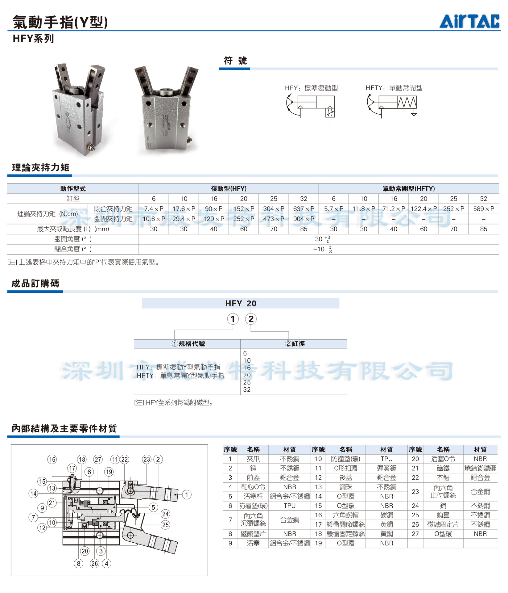 亚德客 HFY20 HFY25 HFY32 AirTAC气爪Y型八字爪气缸 现货发售-阿里巴巴