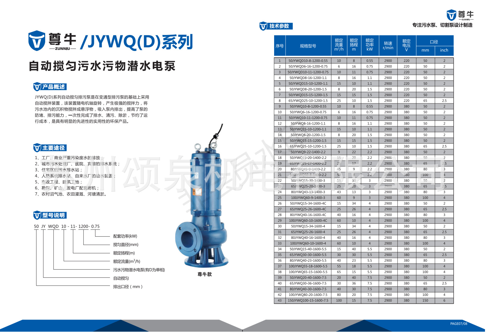 尊牛潜水排污泵 潜水泵 排污泵50WQ15-30-3污水排污泵潜水泵-阿里巴巴