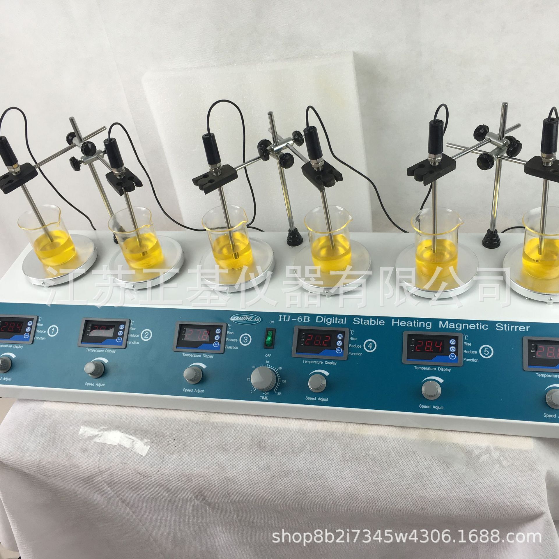 正基仪器六联测速恒温加热磁力搅拌器HJ-6B实验室数显磁力搅拌机-阿里巴巴