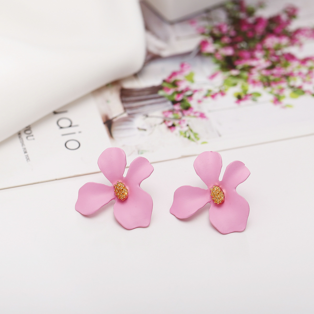 Creative simple candy color flower fashion earrings NHPJ128325
