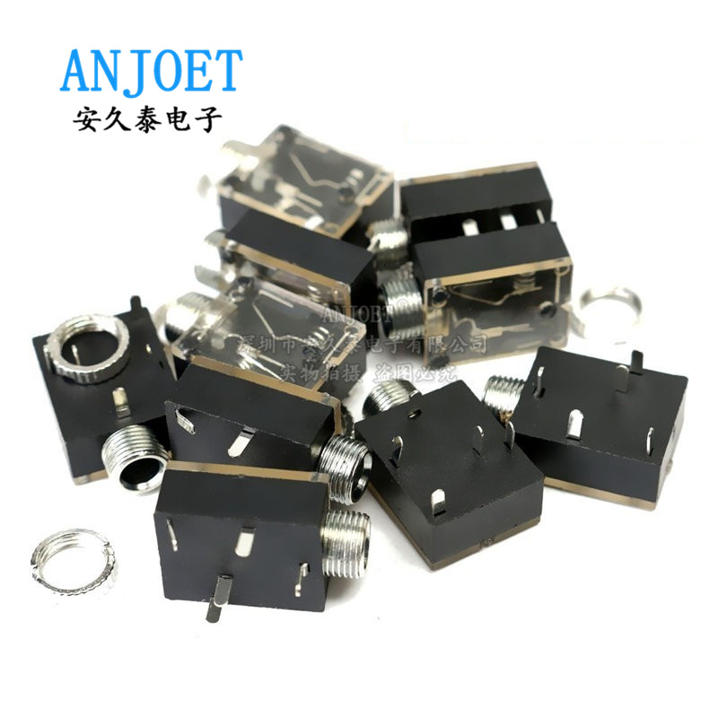 PJ-324M 带螺直脚耳机插座 3.5多功能手机音频插座5脚JACK音频母-阿里巴巴
