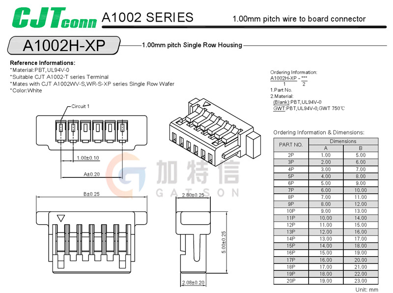 A1002H-2P 连接器原装正品 压线端子胶壳 间距P=1MM 2pin-阿里巴巴