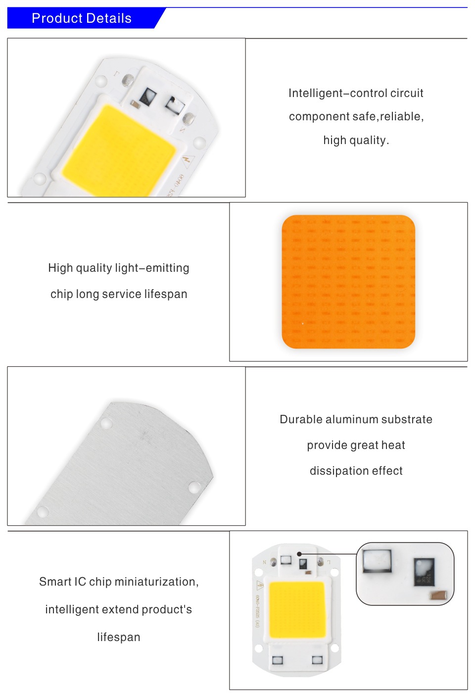 AC投光灯光引擎免驱动LED集成COB灯珠 F6040 F4054植物全光谱-阿里巴巴
