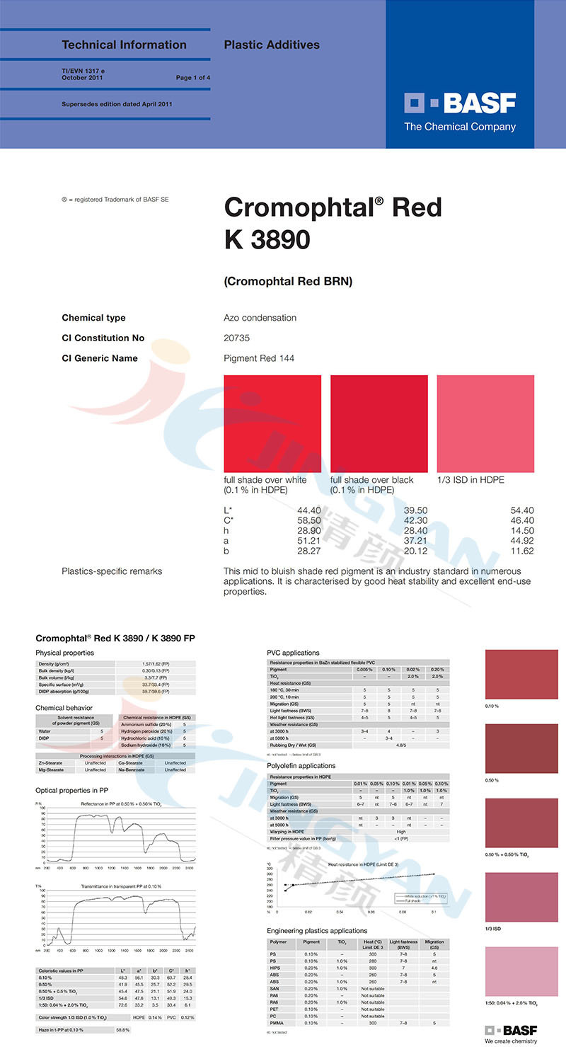 巴斯夫K3890有机颜料中红色BASF Cromophtal固美透K3890颜料红144-阿里巴巴