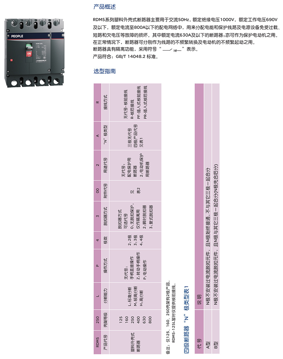 人民电器RDM5-125M(10-125A)塑料外壳式断路器低压电流保护开关-阿里巴巴