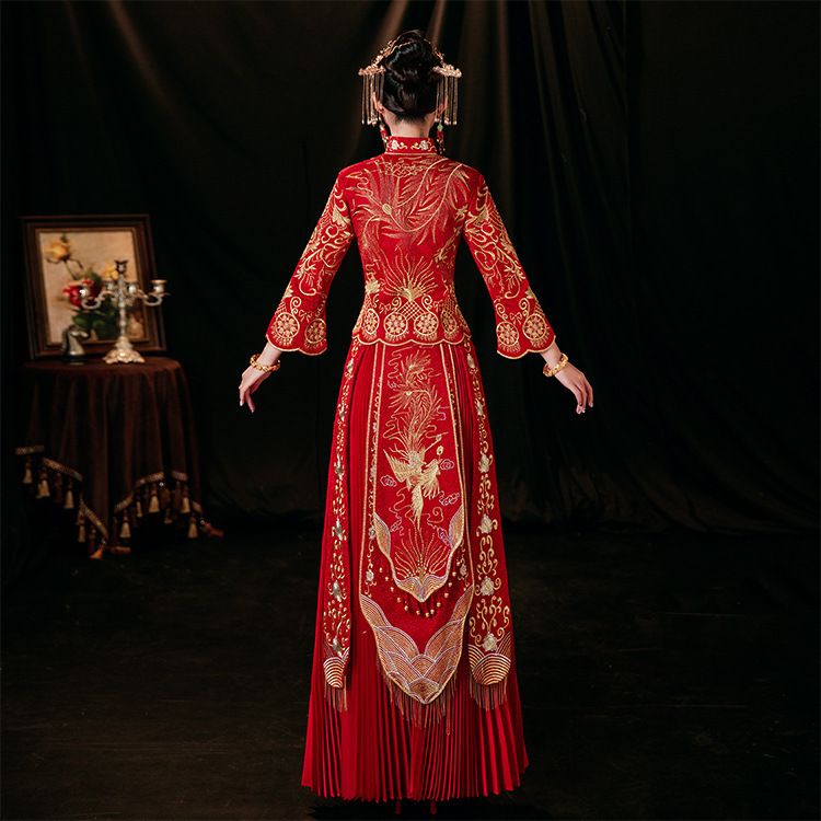 Chinese Xiuhe wedding dress bridal Phoenix gown kimono dresses for ...