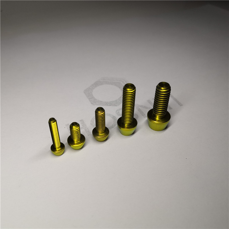 自行车改装配件 TC4钛合金螺栓 DIN 912 锥头内六角 金色钛螺丝-阿里巴巴