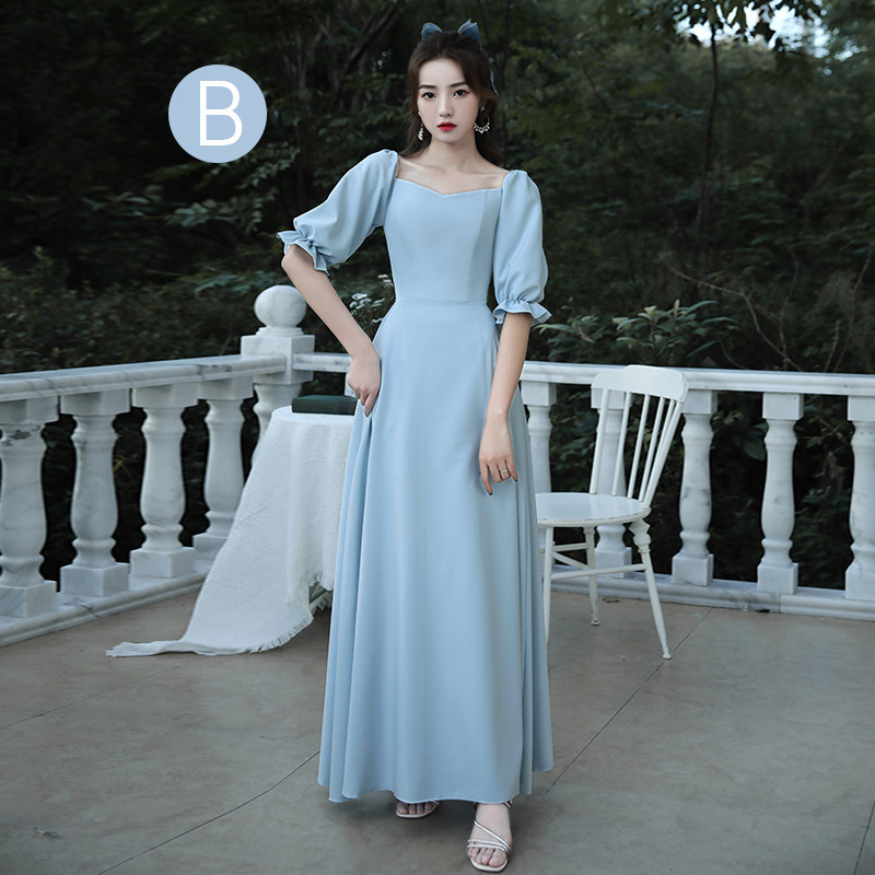 Light blue evening dresses for women girls birthday party gift dresses ...