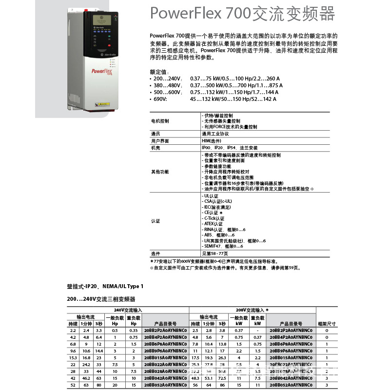 20BC030A3AYNANC0变频器罗克韦尔ABPowerFlex700系列全新质保1年-阿里巴巴