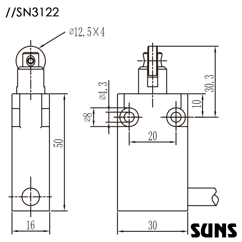 SUNS美国三实SN3122安全限位开关 滚轮柱塞式IP67防水行程开关-阿里巴巴