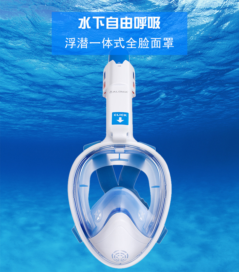 成人浮潜全面罩全干式防水学游泳全脸呼吸器面具液态硅胶浮潜装备-阿里巴巴