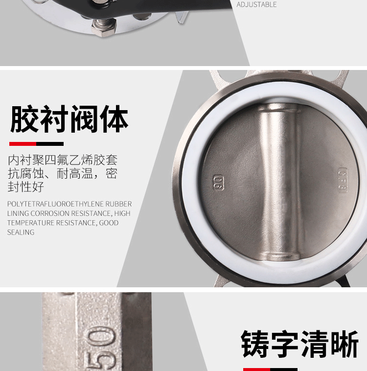手柄涡轮对夹式四氟不锈钢蝶阀D71F-16P D371F-16P DN50 100 150-阿里巴巴