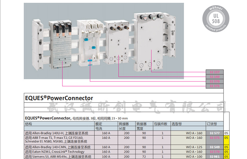WOHNER EQUES母线转接器250A 3P 32017 60250.L-1 32156-阿里巴巴