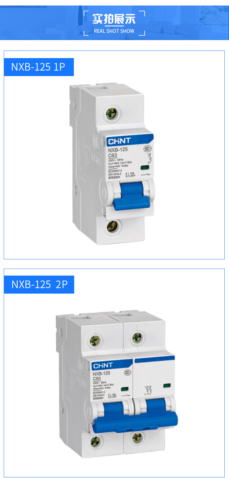 正泰小型断路器 NXB-125 1P 2P 3P 4P 100A 125A 导轨式安装-阿里巴巴