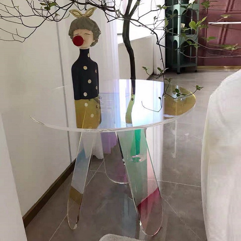 炫彩亚克力桌子厂家批发透明渐变制品家具桌按需加工加厚餐桌边几-阿里巴巴