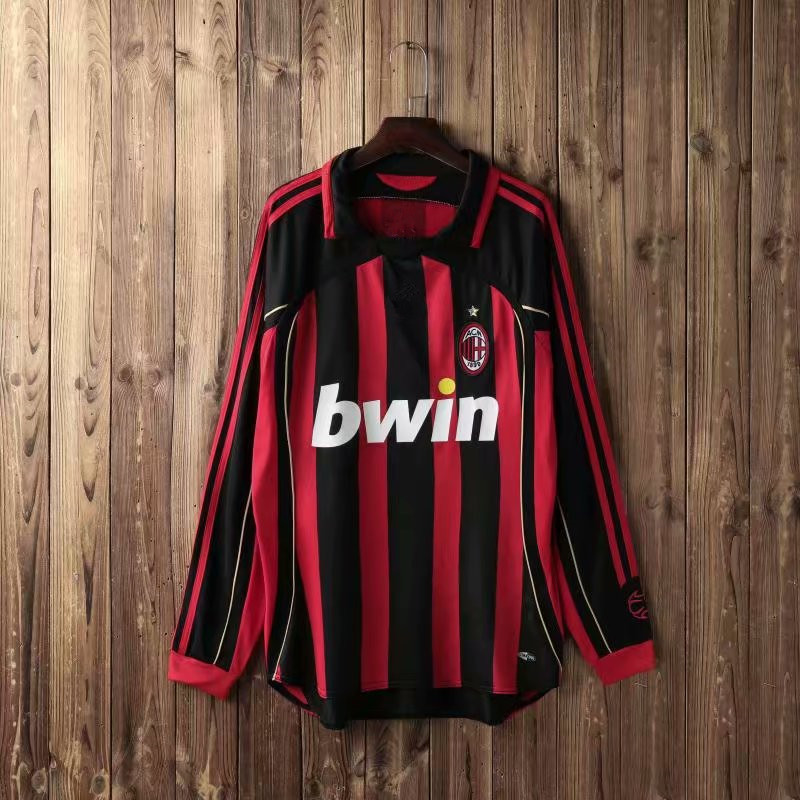 AC米兰球衣0607欧冠版主场皮尔洛短长袖足球服AC复古22号卡卡印号-阿里巴巴