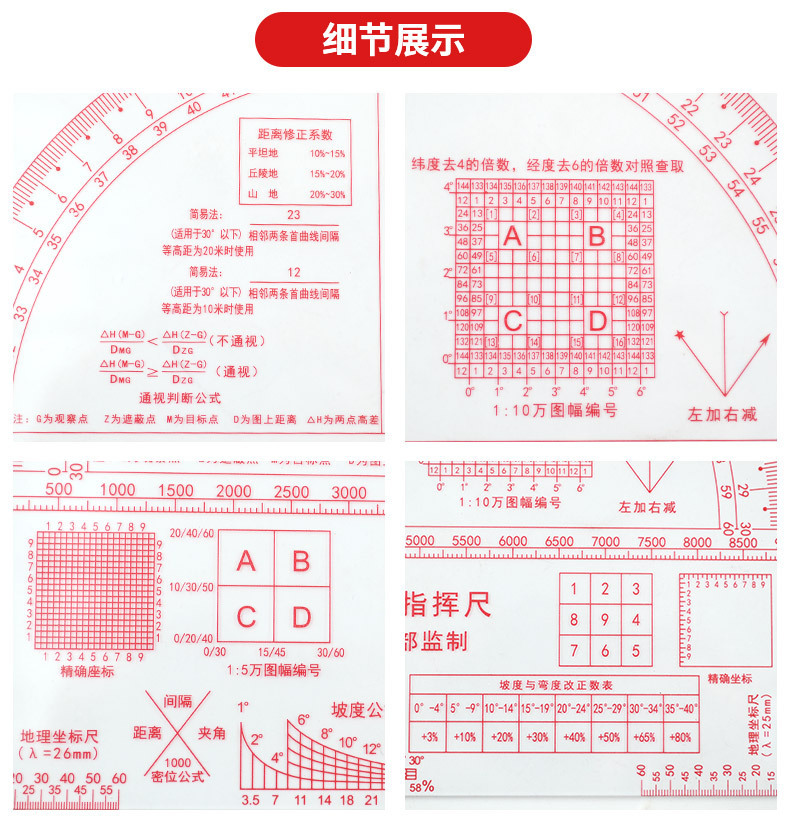 组合式地形学尺 识图用图指挥尺 标图工具1比5万坐标量算作业尺子-阿里巴巴
