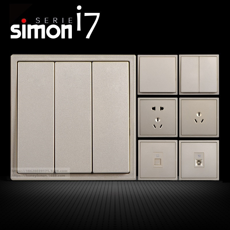 simon/西蒙 i7系列 一位单极开关(荧光灰)(含边框)701011-61-阿里巴巴