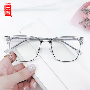 2020新款TR90超轻眉毛架男 ins小红书同款透明灰镜框女 1538-阿里巴巴