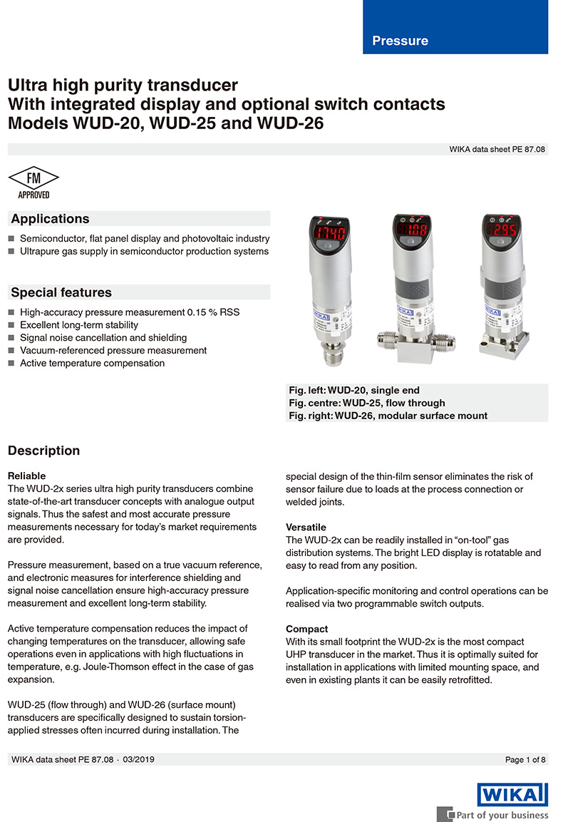 德国威卡WIKA WUC-10系列高纯压力传感器-阿里巴巴