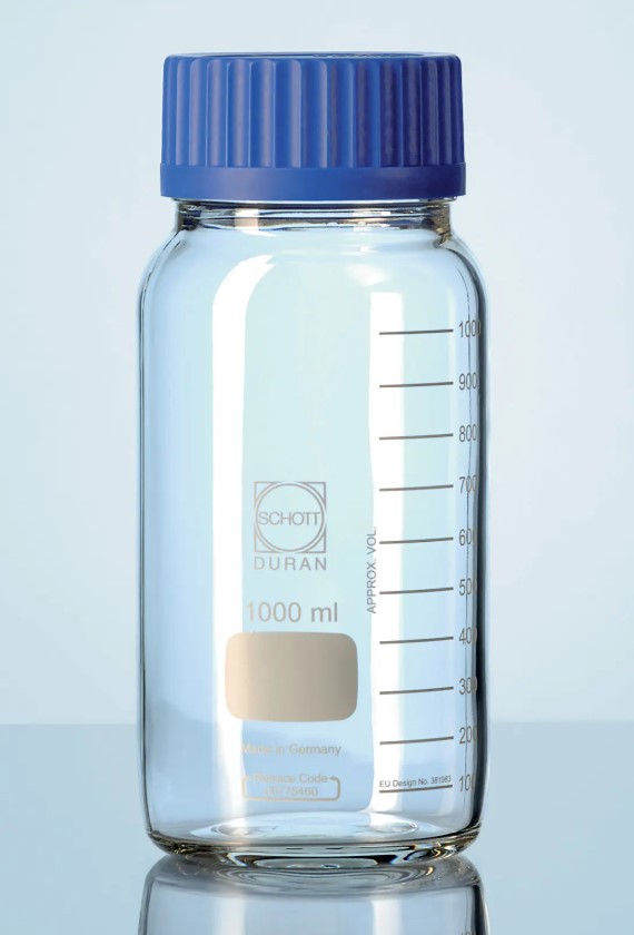 DURAN杜兰 SCHOTT肖特 GL80广口透明玻璃蓝盖试剂瓶 500ml 1000ml-阿里巴巴