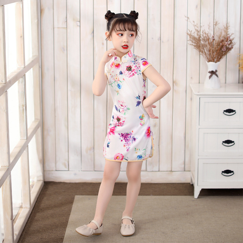 Cheongsam for kids Girls cheongsam National Girlsfloral short sleeve ...