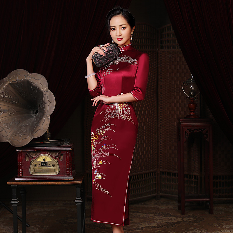 Traditional Chinese Dress Qipao Dresses for Women Embroidery Wedding ...