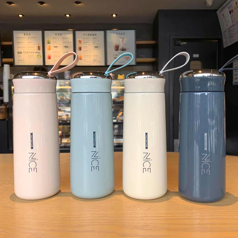 かわいい ins風 水筒 携帯便利日系乙女心純色ナイス保温カップシリカゲル携帯取っ手304ステンレスかわいい手触り保温カップ｜「Cmall」
