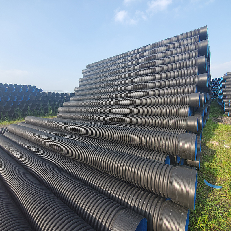 HDPE双壁波纹管DN200-800钢带螺旋增强波纹管 聚乙烯工程排污管道-阿里巴巴