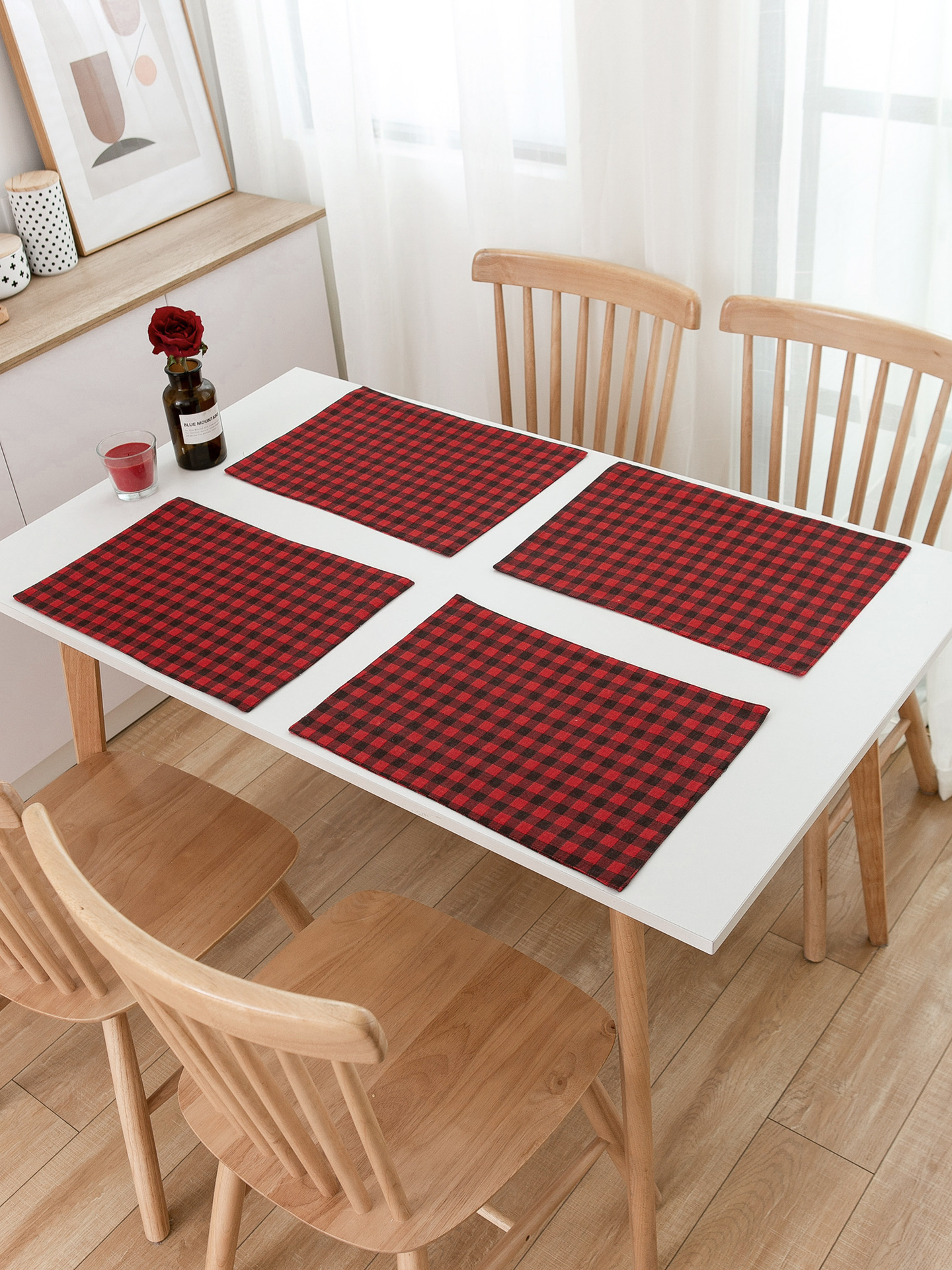 伊缦琪韵红黑格子餐垫节日圣诞餐桌垫隔热垫加厚棉麻防烫餐布采购价格、怎么样、行情市场-CCEE选品中心