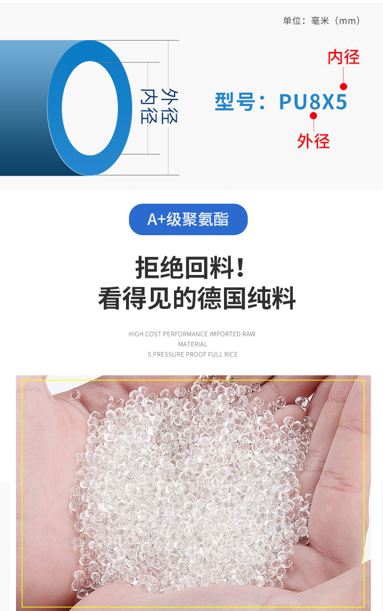 PU气管PU8*5 10*6.5 12*8空压机气动管气泵管耐高压软管塑料气管-阿里巴巴