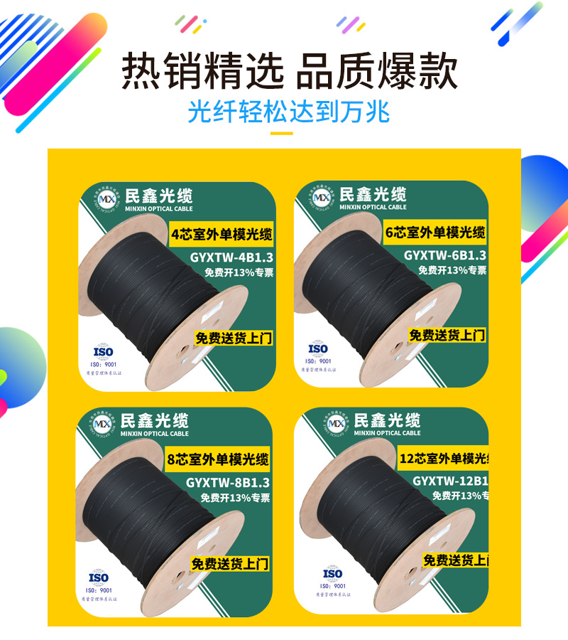 民鑫4芯单模光缆GYXTW-4B1 室外铠装4芯单模光纤-阿里巴巴