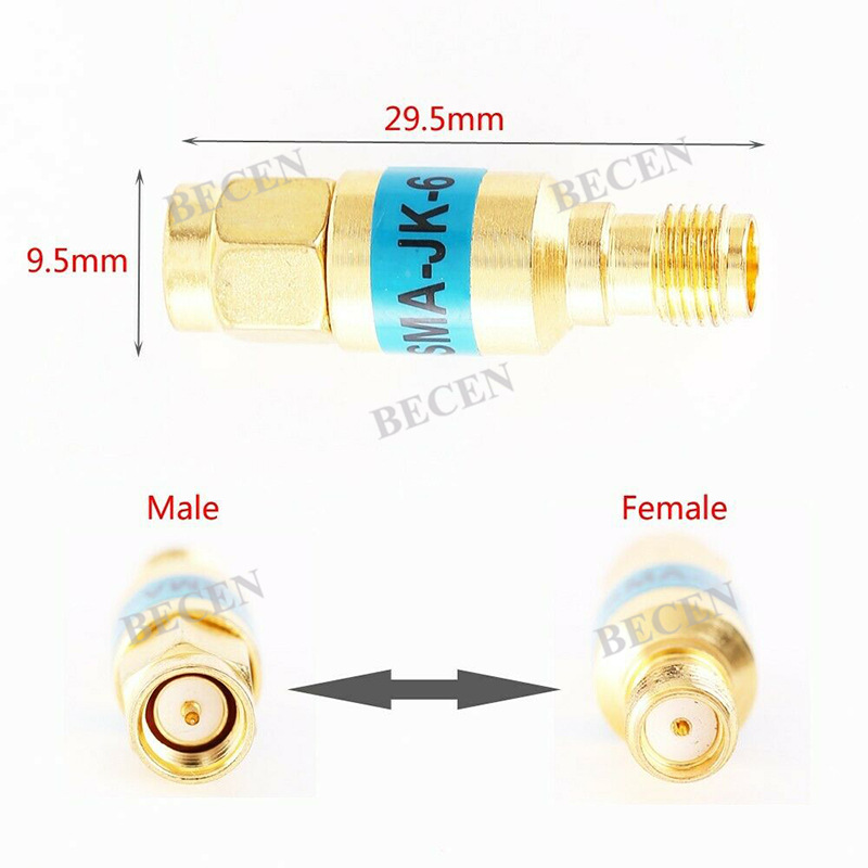金色2W衰减器DC-6GHz铜镀金射频同轴衰减SMA-JK公转母连接器-阿里巴巴