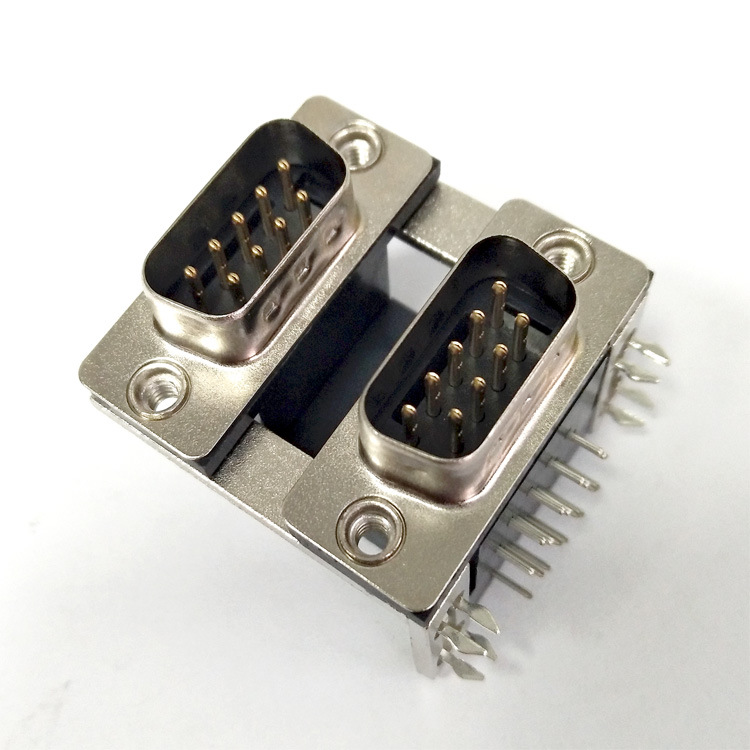 d-sub连接器 DB9公对DB9公DR9公对DR9双胞胎90度双层连体连接器-阿里巴巴