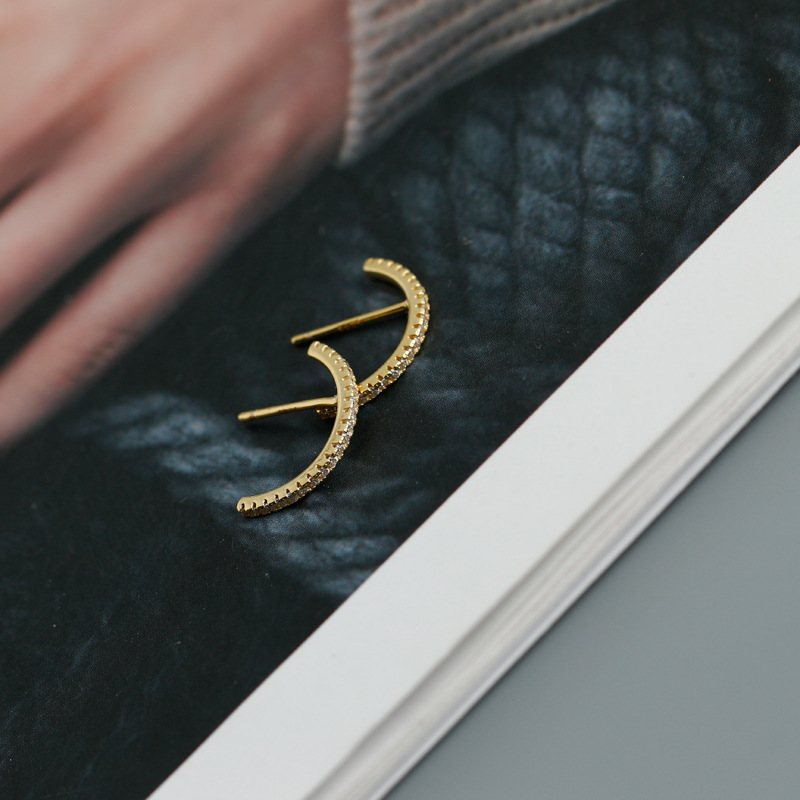 EH1209 跨境外贸欧美个性时尚耳钉条线弯形镶钻锆石耳饰工厂-阿里巴巴