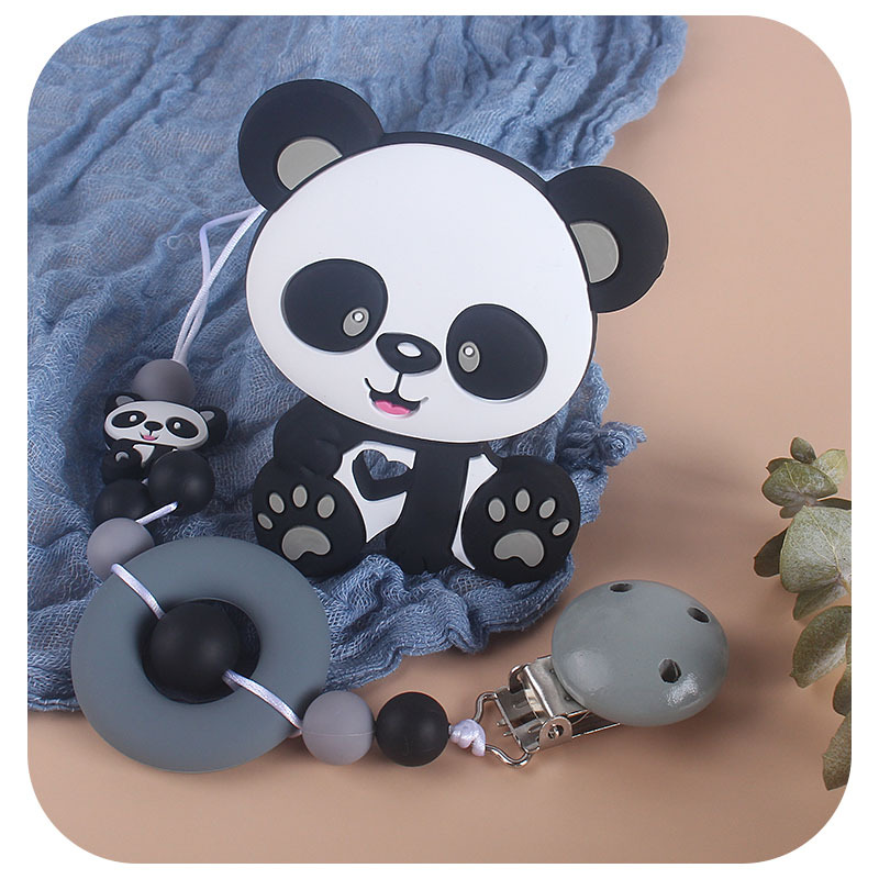 Baby creative toy tooth glue new cartoon panda silicone teeth grinding ...