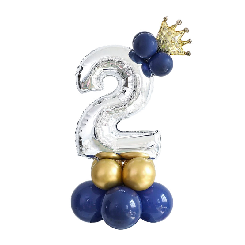 亚马逊跨境爆款32寸数字立柱 黑金皇冠气球生日装饰 派对路引铝膜-阿里巴巴