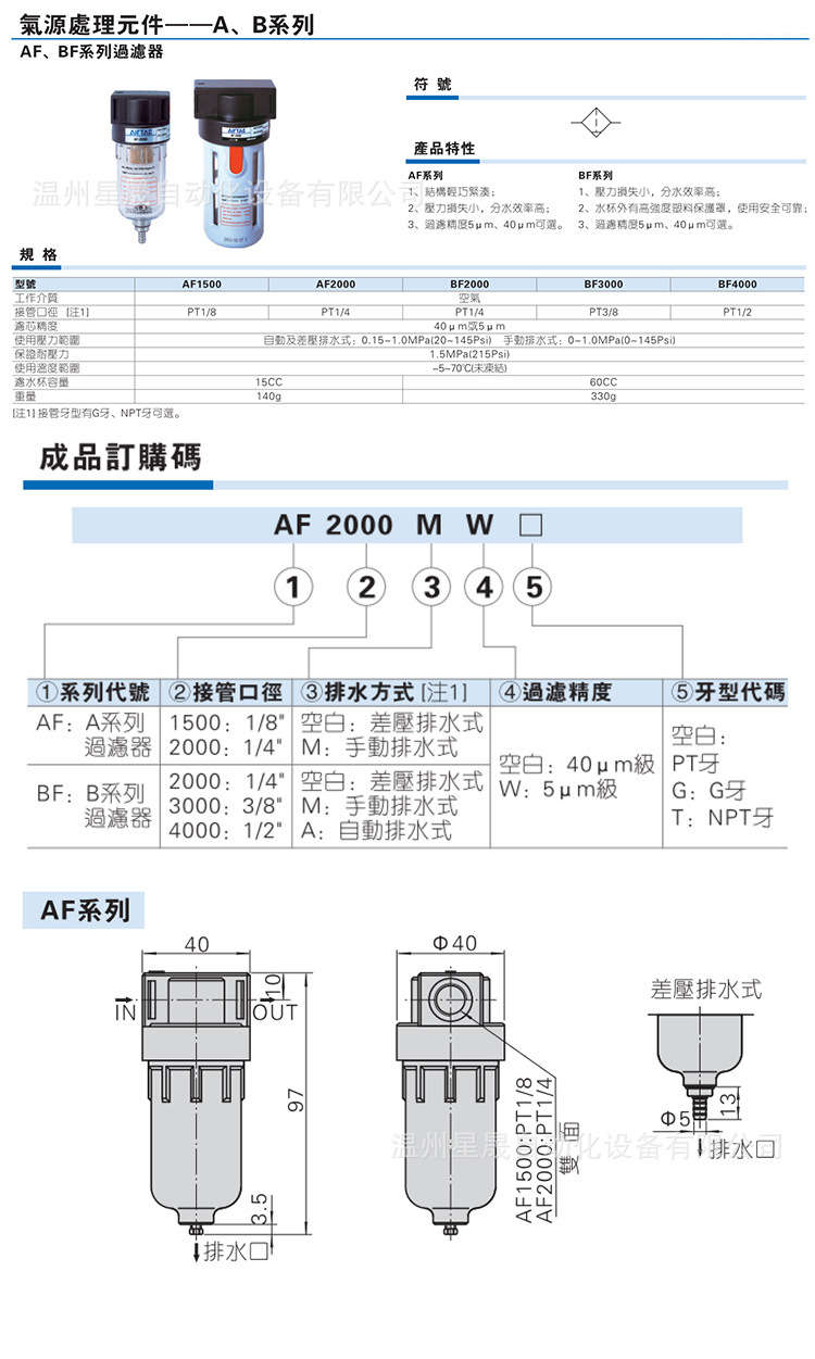 亚德客型BFC2000二联件油水分离减调压阀过滤器BFR3000三联BC4000-阿里巴巴