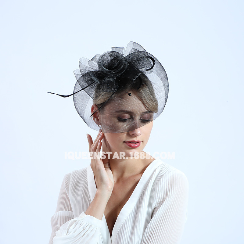 Hot Selling European and American Top Hat veil hat fashion dinner dress ...