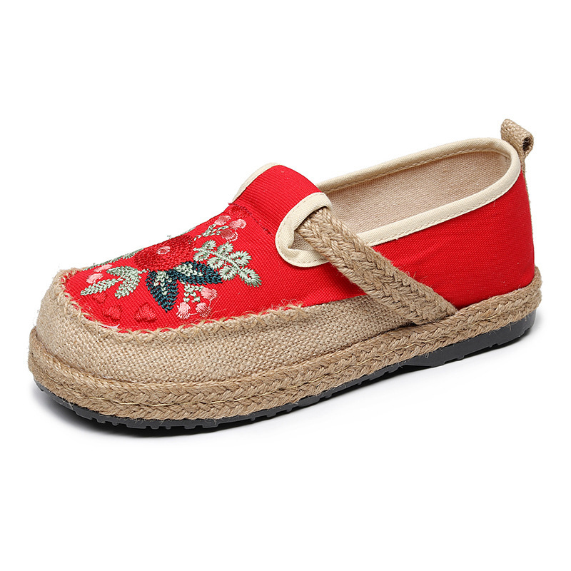 Ethnic style women cloth shoes retro embroidery cotton linen chinese ...