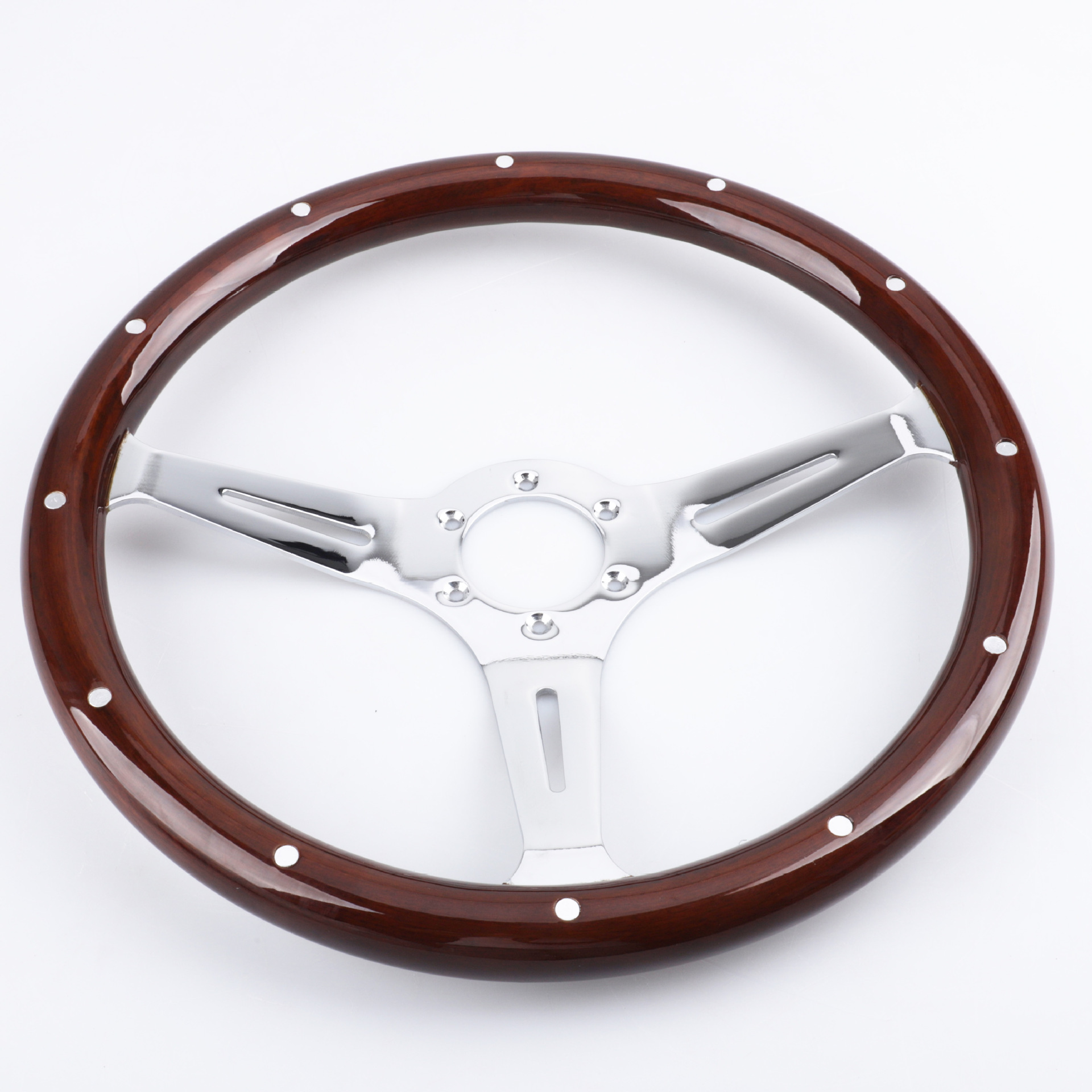 厂家直供15寸(380MM)老爷车复古实木铆钉方向盘-阿里巴巴
